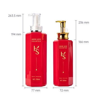 China 500ml/700ml Red rectangle smooth with white/golden pump for shampoo lotion bottle for sale