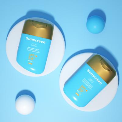 Cina 30g/50g Bottiglia liscia ovale blu con coperchio dorato per profumo e bastoncino di protezione solare in vendita