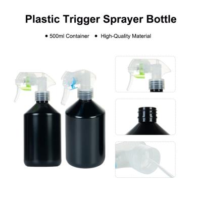China 500 ml Preto Transparente plástico cilíndrico liso com branco Transparente Spary para frasco de pulverização à venda