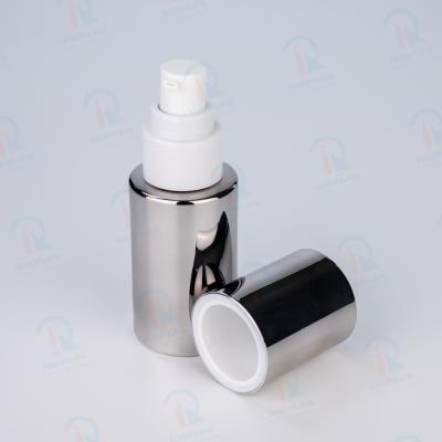 Cina 40 ml Vetro Grigio cilindro liscio con pompa bianca per la bottiglia di lozione in vendita