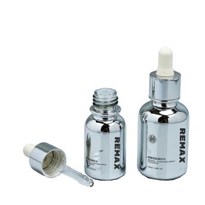 Cina 60g Crema in barattolo 20ml 30ml 100ml 120ml 150ml Bottiglia pompa vetro lucido placcato in argento Lozione per la cura della pelle e set di essenze in vendita