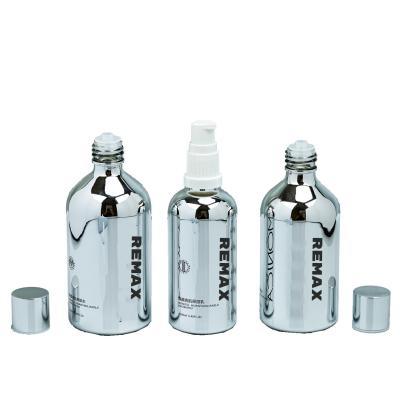 Cina 60g Crema in barattolo 20ml 30ml 100ml 120ml 150ml Bottiglia pompa vetro lucido placcato in argento Lozione per la cura della pelle e set di essenze in vendita