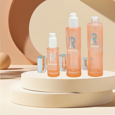 China Embalagem de cosméticos Conjunto de frasco de creme de frasco de loção de vidro transparente rosa à venda