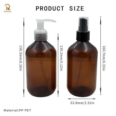 Cina 300 ml PET Ambror Brown Bottiglie di plastica con pompa chiara nero spray di olio Set pronti per l' spedizione In magazzino in vendita