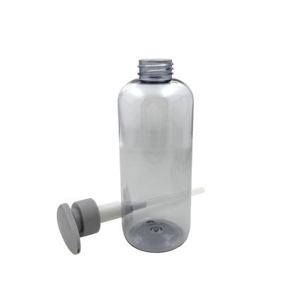 Cina 500 ml di vetro grigio trasparente PET Flat Press Pump Bottiglia di plastica per gel doccia in vendita