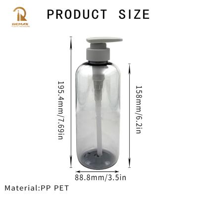 Cina 500 ml di vetro grigio trasparente PET Flat Press Pump Bottiglia di plastica per gel doccia in vendita