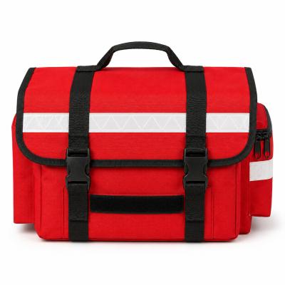 China Custom OEM 17 Inch EMT Trauma Bag for First Responders, Emergency Medical Supply Organizer with Padded Dividers, Multiple Compartments, Reflective Strip & Side Pockets for sale