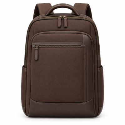 China Custom OEM ODM Premium Brown Business Laptop Backpack for Men, Water-Resistant Work Travel Backpack with 15.6-Inch Laptop Compartment, Luggage Strap & Multi-Pocket Storage for sale
