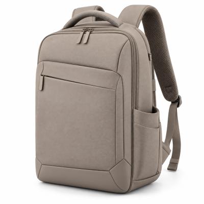 China OEM ODM Minimalist Taupe Business Laptop Backpack for Men and Women, Water-Resistant Work Travel Backpack with 15.6-Inch Laptop Compartment, Side Bottle Pocket & Multi-Pocket Storage for sale