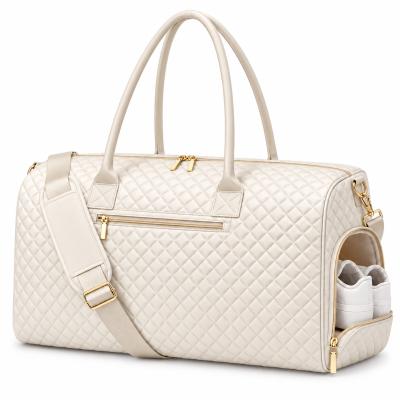 China Custom OEM ODM Quilted Weekender Travel Bag with Shoe Compartment – Large Carry-On Duffel Tote with Adjustable Shoulder Strap, Front Zipper Pocket & Separate Shoe Storage for sale