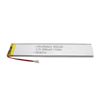 China Bateria LiPo personalizada 1900mAh 3,7 V ultra estreita recarregável de alta confiabilidade à venda