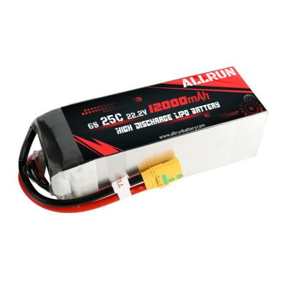 Cina Batteria RC 25C 6S 12000mAh LiPo 22.2V Pacco batteria ad alta velocità C in vendita