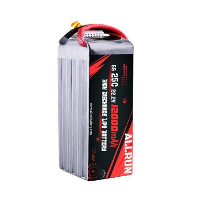Cina Batteria RC 25C 6S 12000mAh LiPo 22.2V Pacco batteria ad alta velocità C in vendita