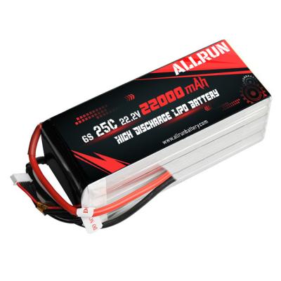 Cina Batteria LiPo 25C 6S 22000mAh Batteria LiPo ad alta velocità C da 22,2 V in vendita