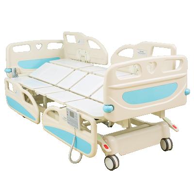 China Manual Back-Lifting Leg-Raising Nursing Home Bed with Aluminum Alloy Guardrails and 3-in-1 Function for sale