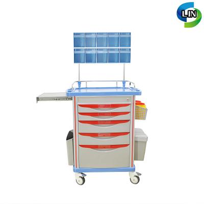China ABS Plastic Multi-functional Medical Trolley for Hospital Outpatient Department Anesthesia Cart for sale
