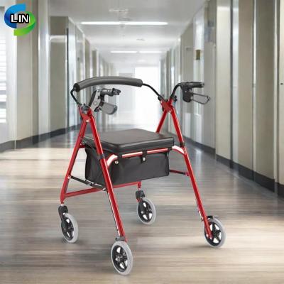 China Lightweight Folding Rehabilitation Walker Rollator with 130kg Max Load for Nursing Home and Hospital Use for sale
