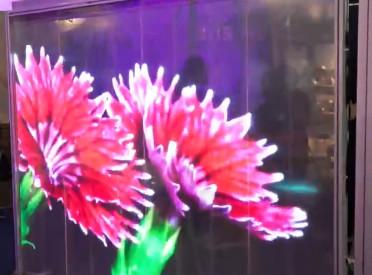 China Flexible transparency adhesive LED Film Screen thin Advertising Video Wall P6DC5V WE2121RGB 16bit for sale