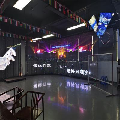 China Full Color P2.6  LED Display Grille Transparent LED Advertising Screen Glass Window for Shopping Mall Electronic for sale