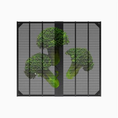 China Pantalla LED de rejilla de alta definición a todo color, malla interior, pantalla de rejilla transparente para centros comerciales en venta