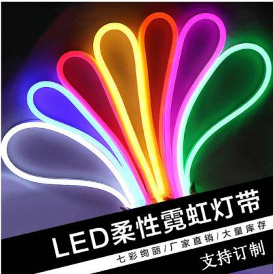 China Customized Flexible Neon LED Light Strip Indoor Ceiling Landscape Application Various Colors Built-in Silicone for sale