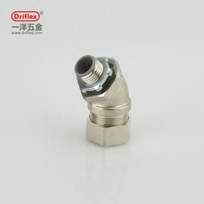 China Driflex Nickel Plated Brass 45d Angle Liquid-tight Conduit Fittings for sale