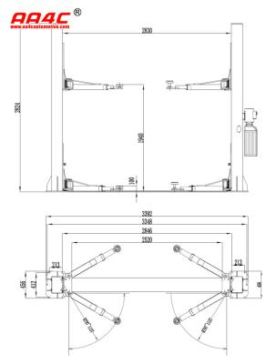 Cina AA-2PFP40 4.0T 2 Post Floorplate Manuale sblocco ascensore per autoveicoli ascensore per veicoli due post ascensore per autoveicoli ascensore per autoveicoli rampa economica Modello in vendita