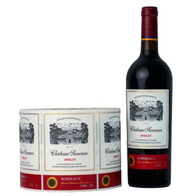 China Etiqueta de vinho laminada brilhante personalizada impressão de garrafa autoadesiva à venda