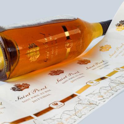 Cina Etichetta adesiva rettangolare personalizzata per vino in oro caldo con stampa opaca impermeabile in vendita
