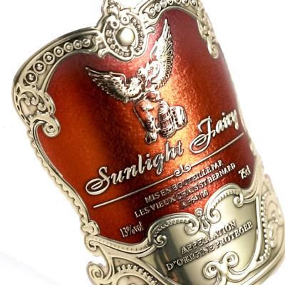 China Aluminum Foil Sticker Label For Wine Custom Adhesive Metal Embossed for sale