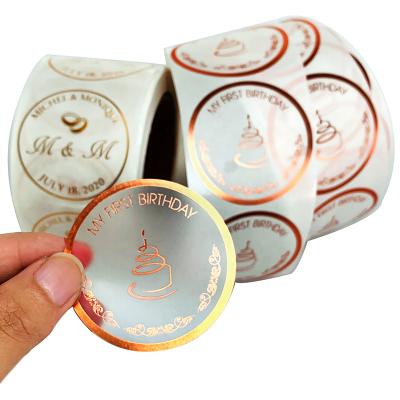 Cina Etichetta circolare trasparente in oro rosa con logo rotondo trasparente adesivo personalizzato in vendita