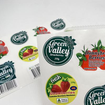 Cina Adesivi in ​​vinile fustellati personalizzati per la stampa di imballaggi di frutta autoadesivi in vendita