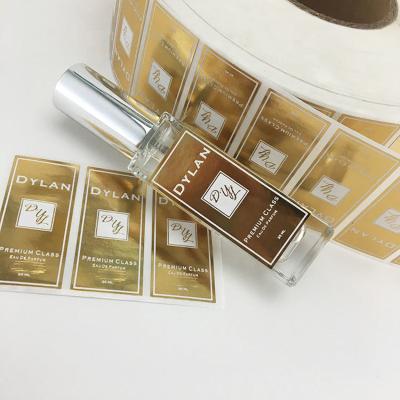 China Kundenspezifische kosmetische klebende Goldfolien-Aufkleber-Parfüm-Glas-Flasche Logo Label zu verkaufen