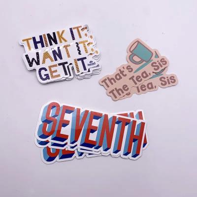 China Vinylstickers van pvc van de douanedruk de Waterdichte, Aangepast Beeldverhaal Inspirational Citaat Logo Die Cut Sticker Te koop
