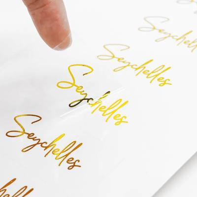 China Zelfklevende Vinyl Aangepaste Druk Duidelijke Gouden het Bewijs Plastic Stickers Transparant Logo Label van het Foliewater Te koop