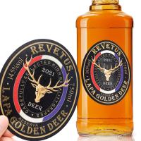 China Gold Foil Embossed Wine Bottle Label Custom Adhesive Matte Logo for sale