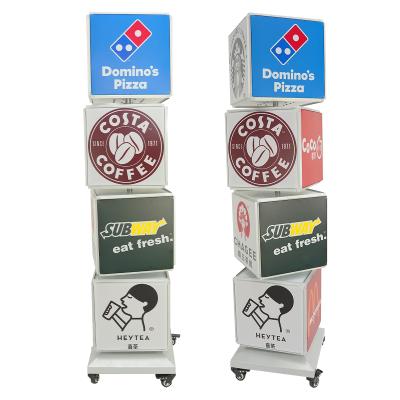 Quality Customized Rotating Four Sided Soft Film Light Box Logo Wall Mounted Advertiseme for sale