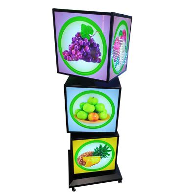 Quality Customized Rotating Four Sided Soft Film Light Box Logo Wall Mounted Advertiseme for sale