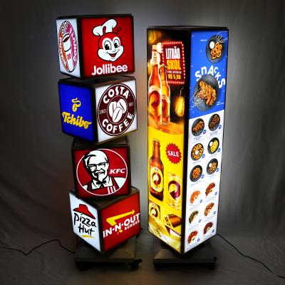 China Customized Rotating Four Sided Soft Film Light Box Logo Wall Mounted Advertisement Light Box for sale