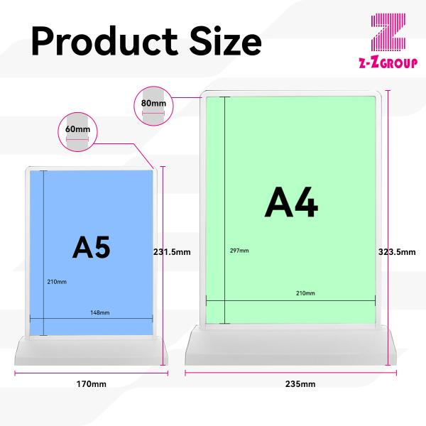 Quality Rechargeable A4/A5 LED Table Light Box Double Sided Desktop Illuminated Menu for sale