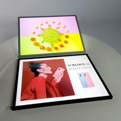 China LED Advertising Light Box Gold Frame Tempered Glass — Luxury Hotel Display, A1/A2/A3/Custom for sale