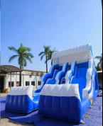 Quality Waves Water Two Inflatable Slides White And Blue With Two Pool for sale