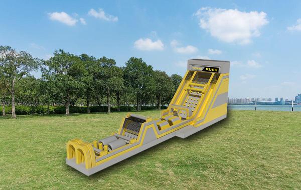 Quality Yellow Large Toxic Rush Inflatable Obstacle Course With Challenge for sale