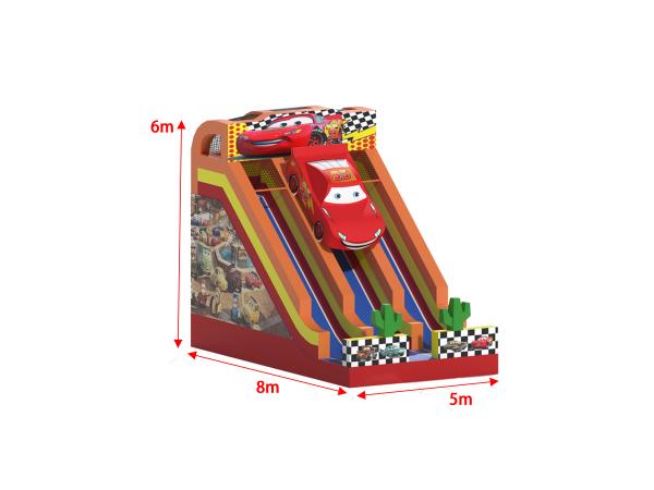 Quality Racing Car Theme Dry Inflatable Slides Customized 8x5x6m for sale