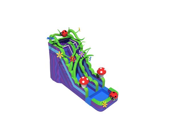 Quality Marble Wall Mushroom Kingdom Inflatable Water Slides With Pool for sale