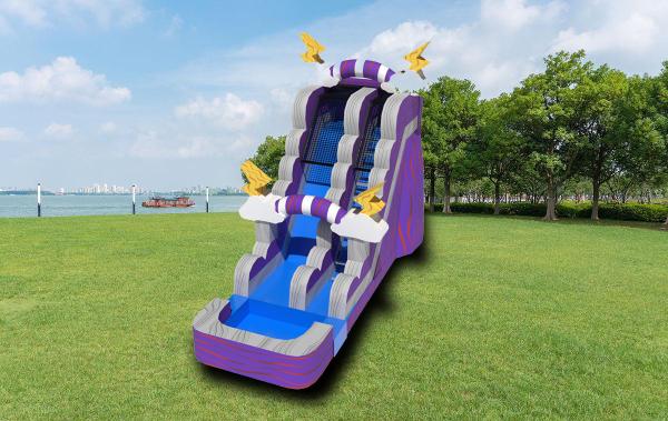 Quality Inflatable Purple Thunder Water Slide With Pool Outdoor Playground for sale