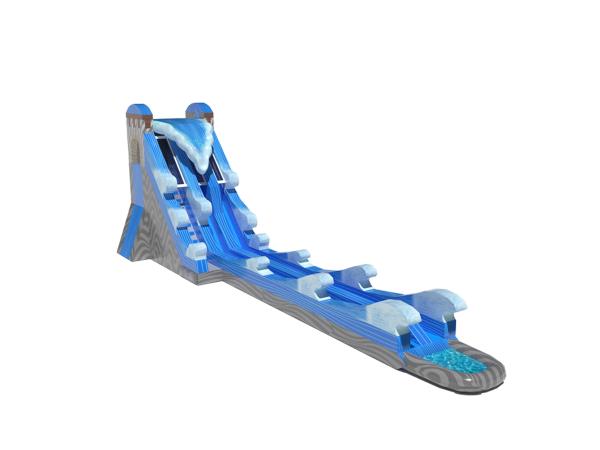 Quality Large Waves Inflatable Water Slides With Long Pool Blue Color for sale