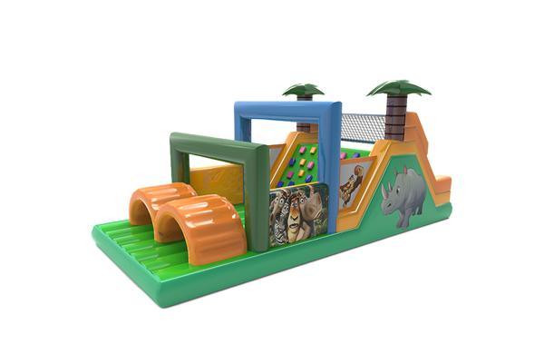 Quality Jugle Theme Animal Rhino Inflatable Obstacle Course With Palm for sale