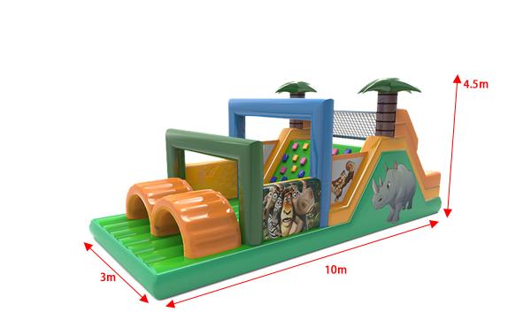 Quality Jugle Theme Animal Rhino Inflatable Obstacle Course With Palm for sale