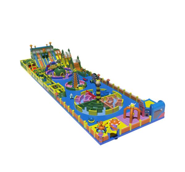 Quality Inflatable Large Theme Park With Maze Obstacles Big Slides Ball Pool for sale
